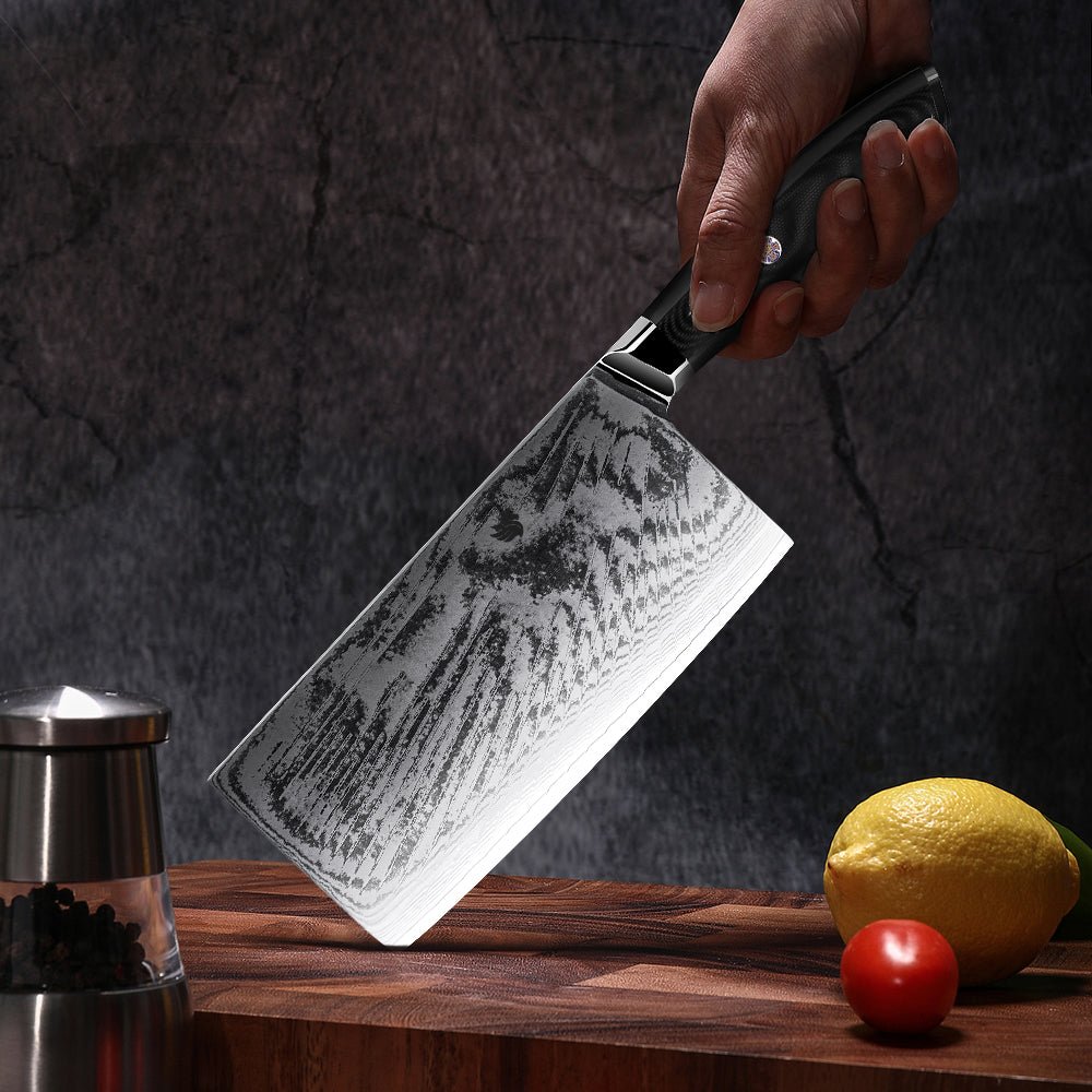 7" Japanese Cleaver Knife With Aus-10 Steel Core – Letcase