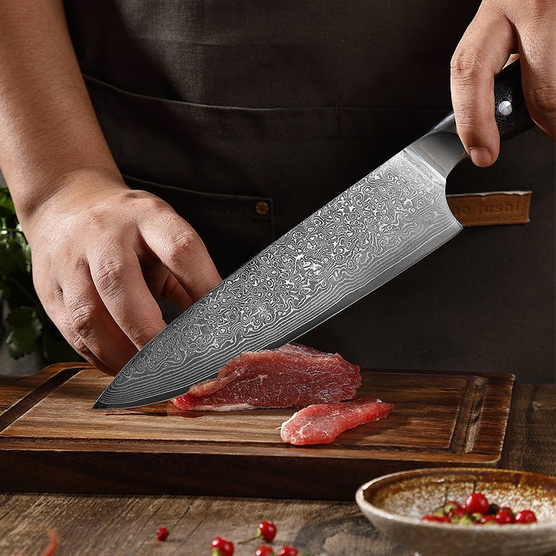 8-Piece Damascus Chef Knife Set With VG10 Steel Core – Letcase